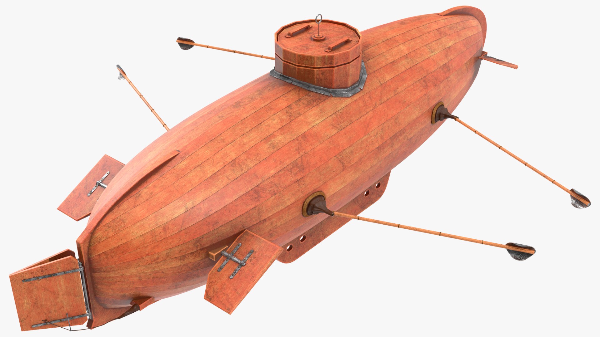 3D Old Wooden Submarine Rigged Model - TurboSquid 2234561