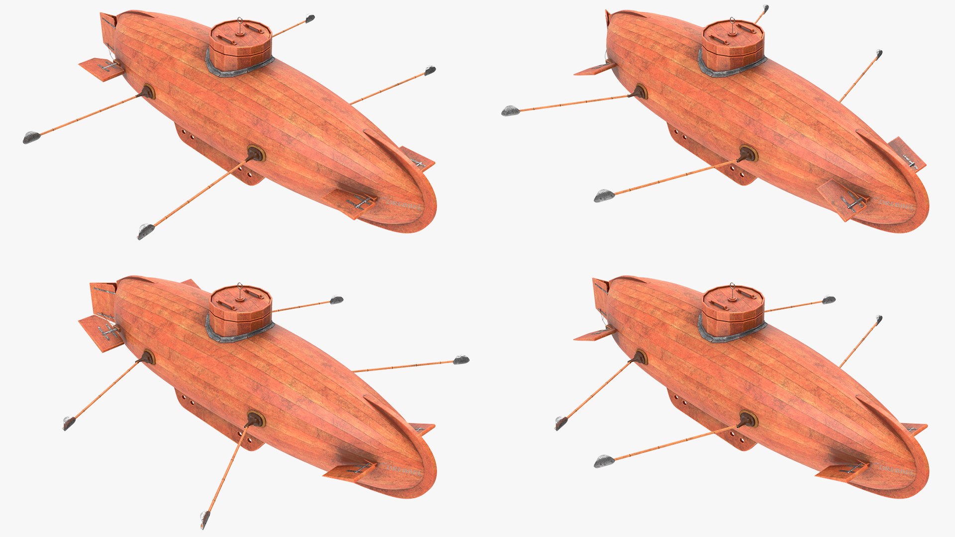 3D Old Wooden Submarine Rigged Model - TurboSquid 2234561