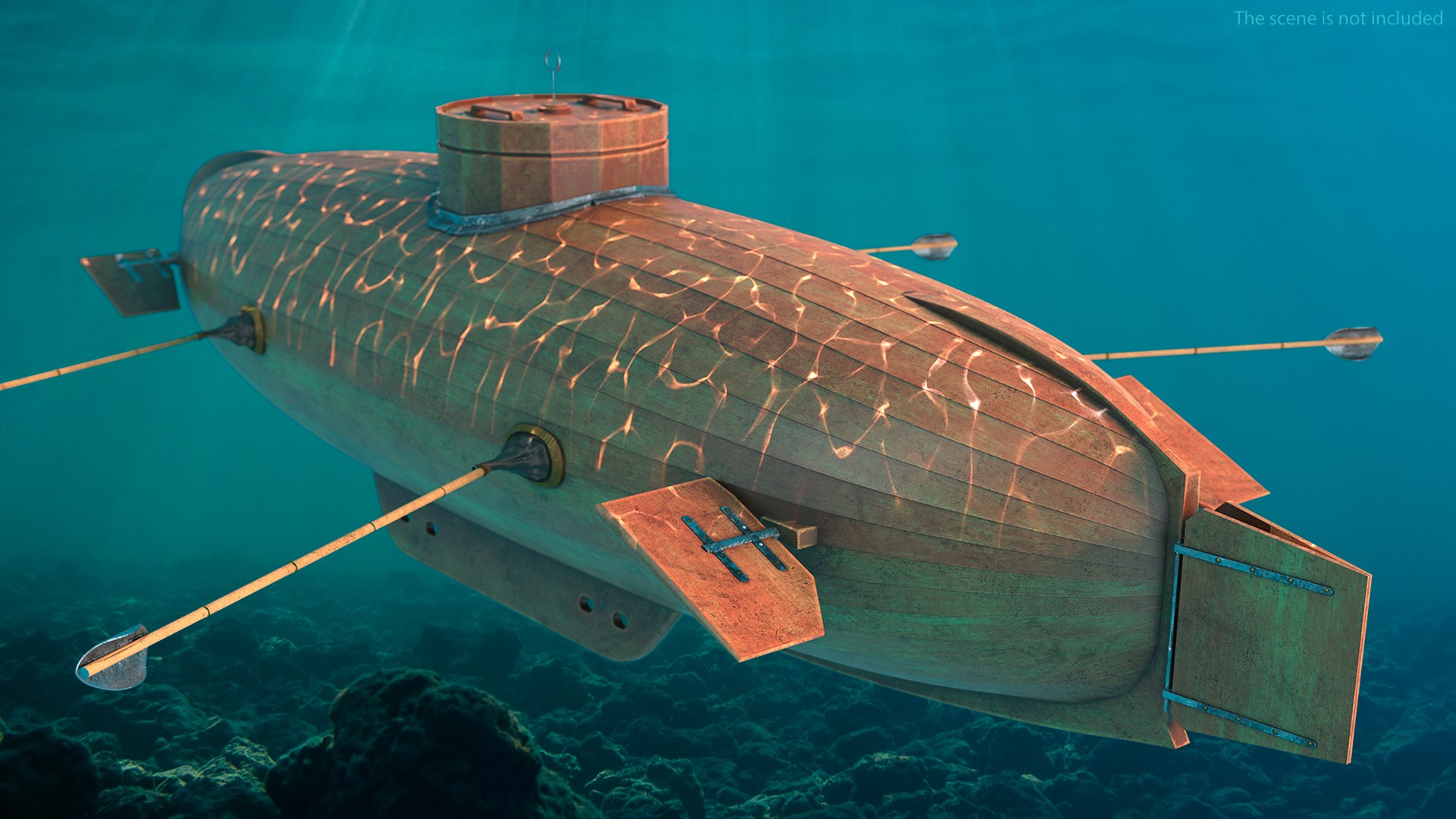 3D Old Wooden Submarine Rigged Model - TurboSquid 2234561