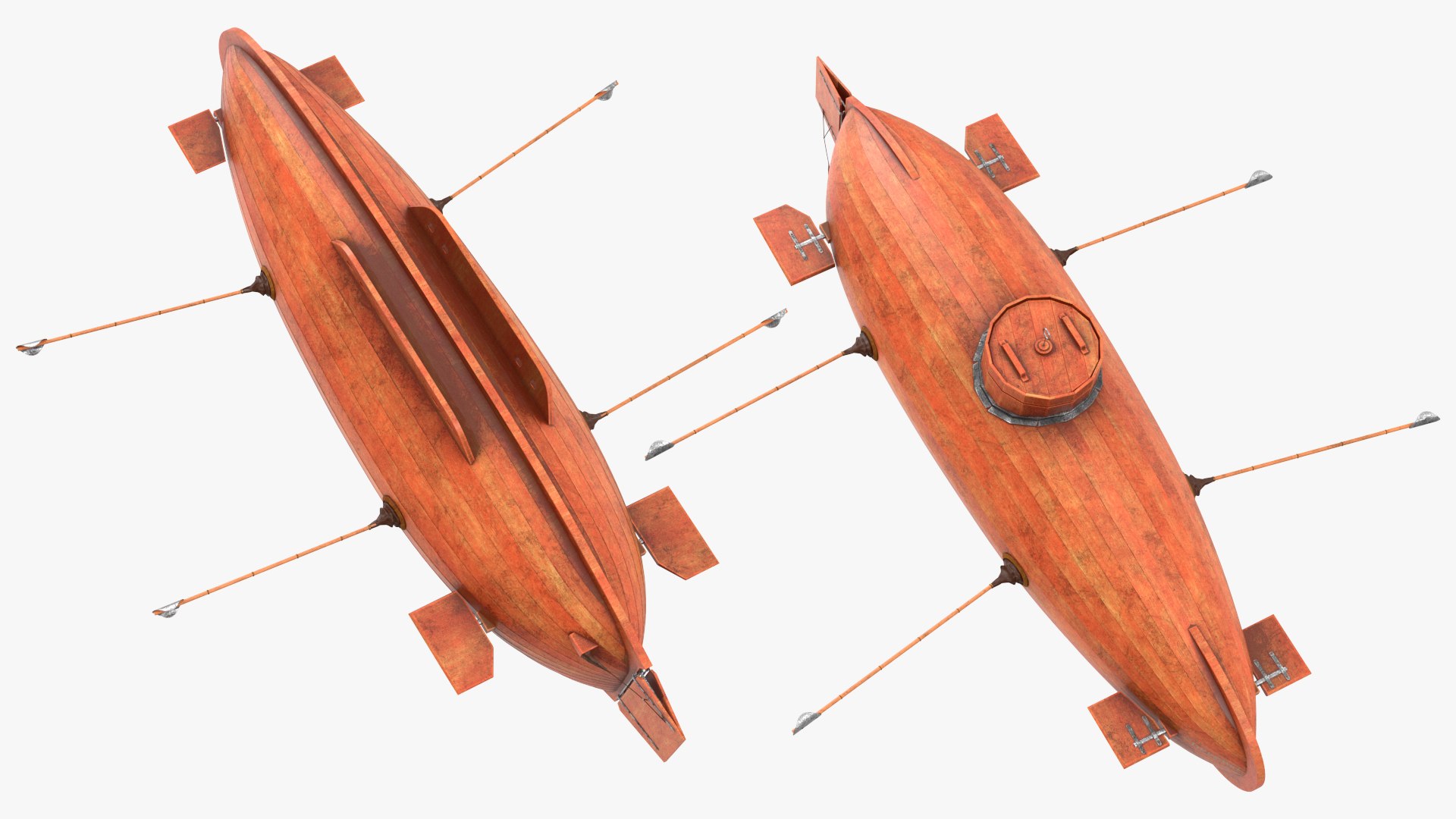 3D Old Wooden Submarine Rigged Model - TurboSquid 2234561