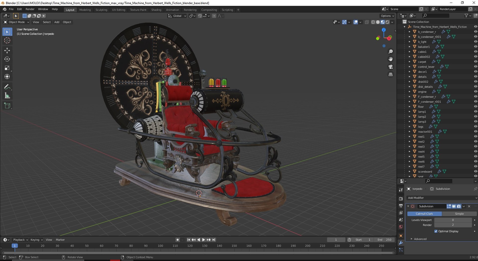 3D Time Machine From Herbert Wells Fiction - TurboSquid 2112237