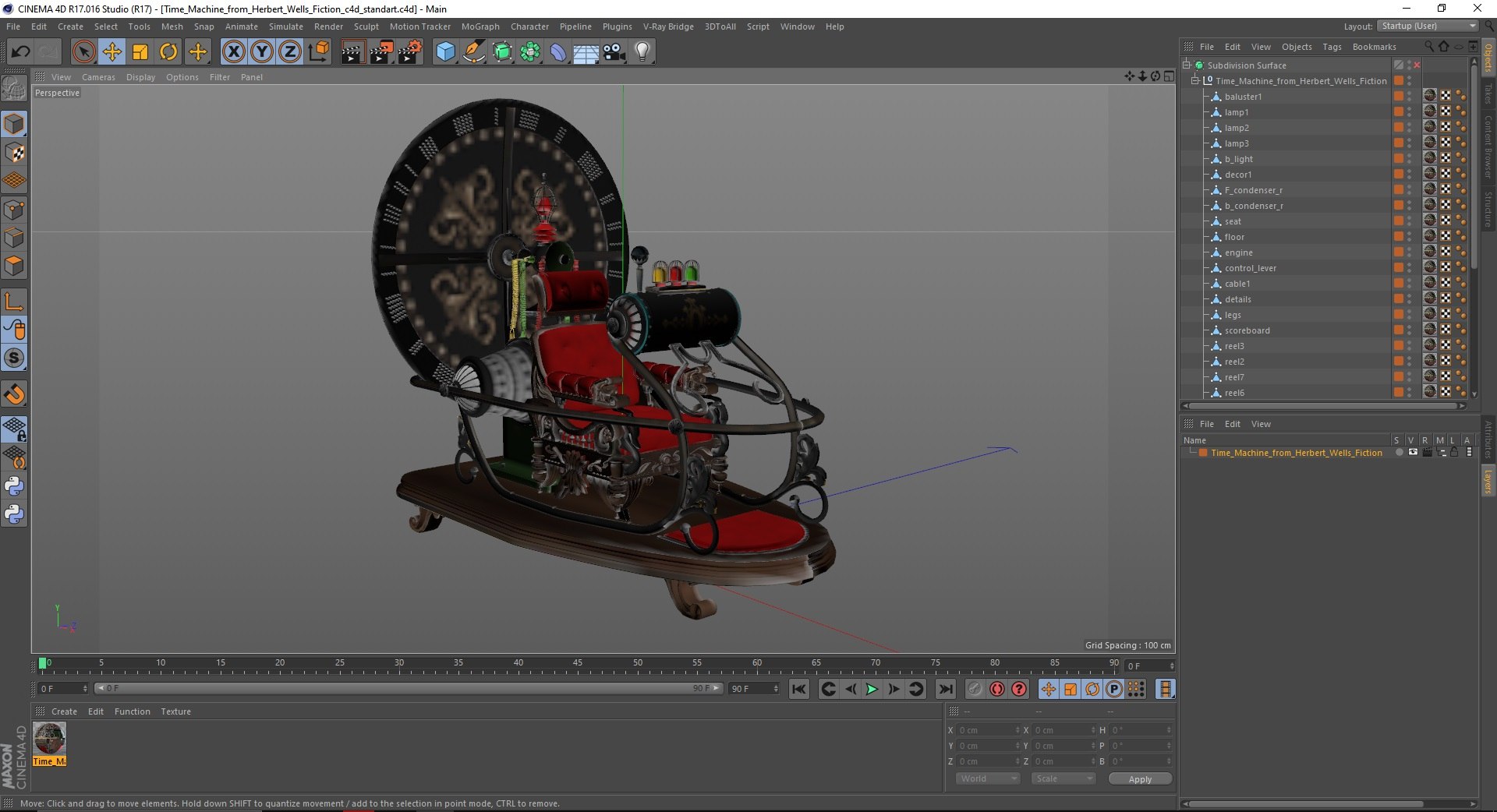 3D Time Machine From Herbert Wells Fiction - TurboSquid 2112237