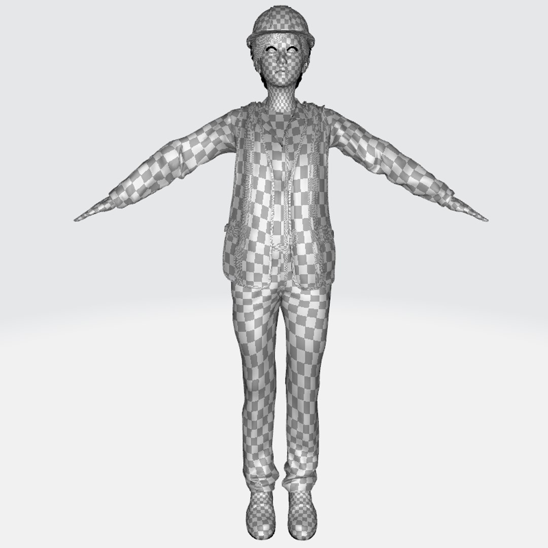 Realistic Youth Construction Worker 3D Character Asset 3D Model ...