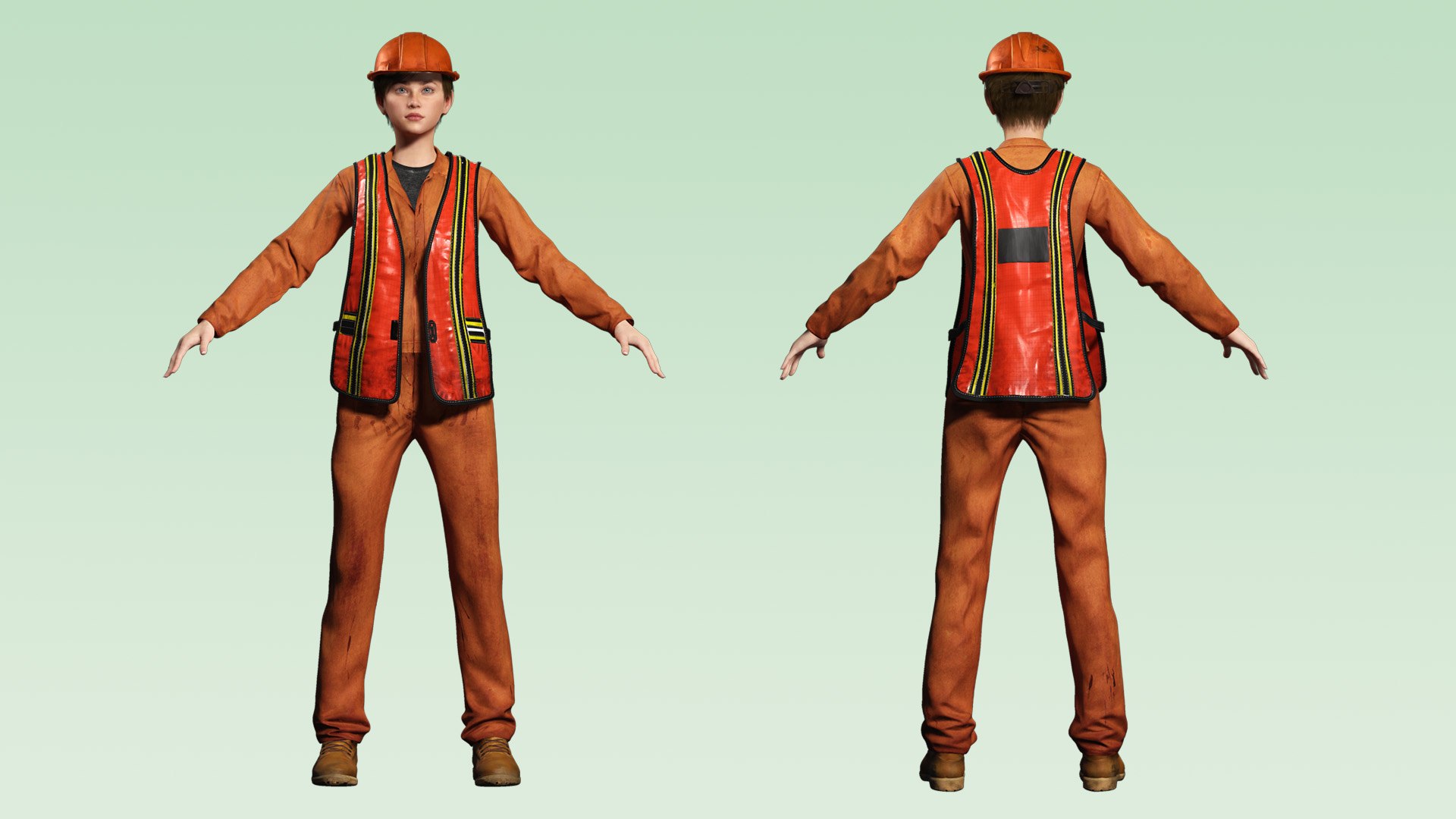 Realistic Youth Construction Worker 3D Character Asset 3D Model ...
