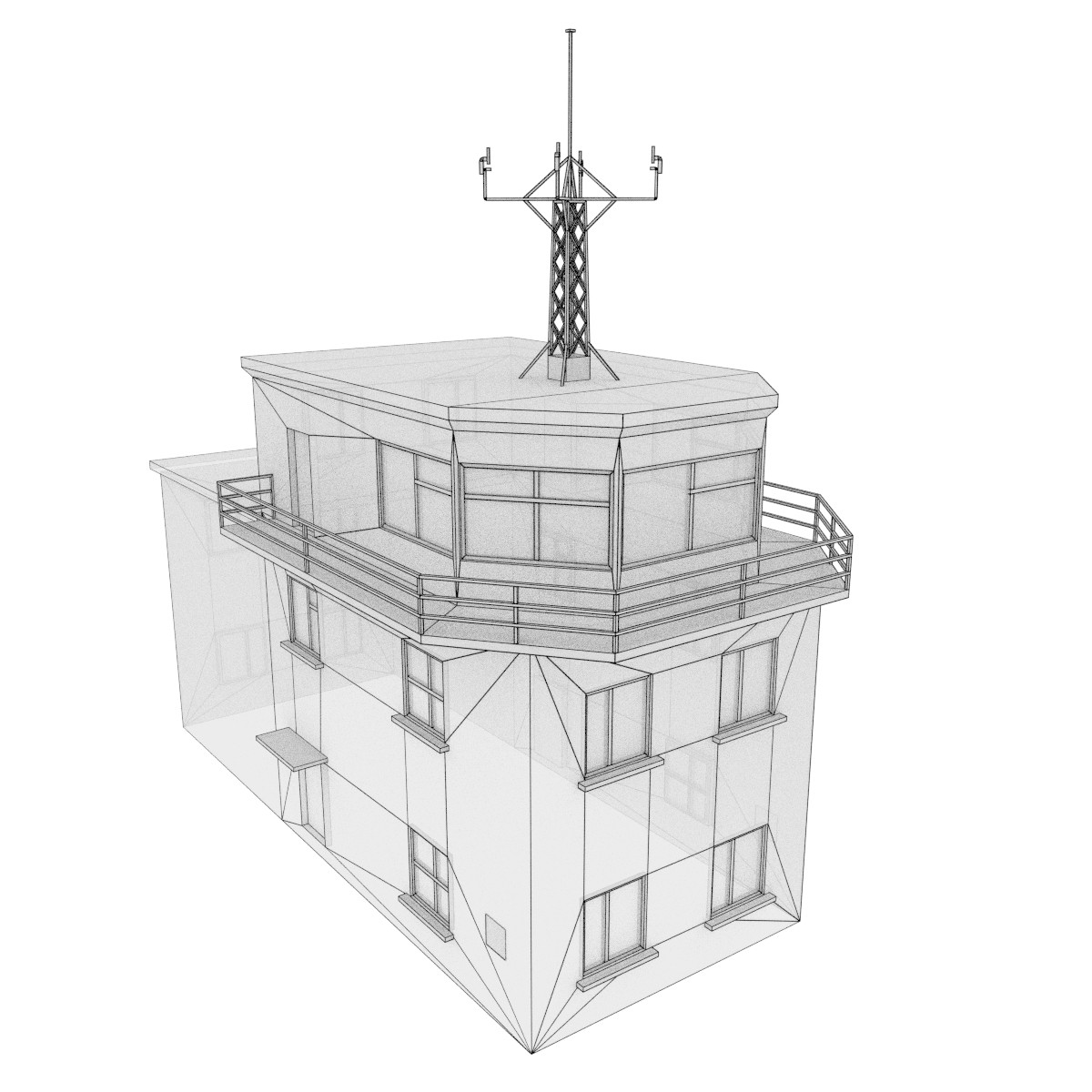 free airbase control tower 3d model