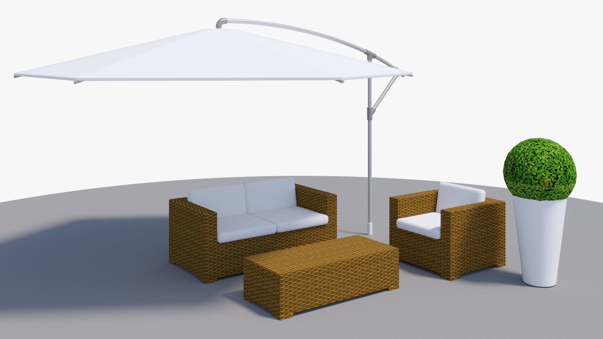 3D Outdoor Seating With Parasol - TurboSquid 2219094