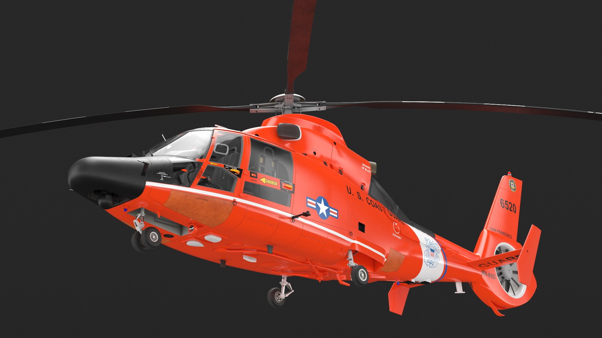 3D Model Eurocopter MH 65 Dolphin Coast Guard Rigged - TurboSquid 2328164