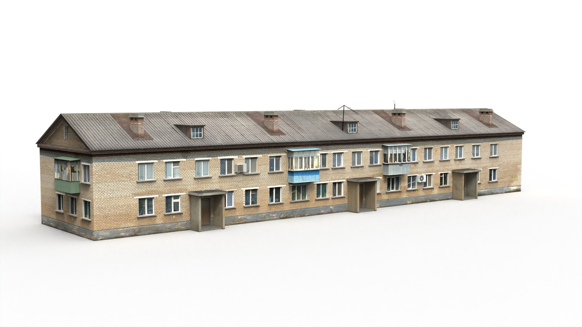 Soviet Residential Two-story House 3D Model - TurboSquid 1820198