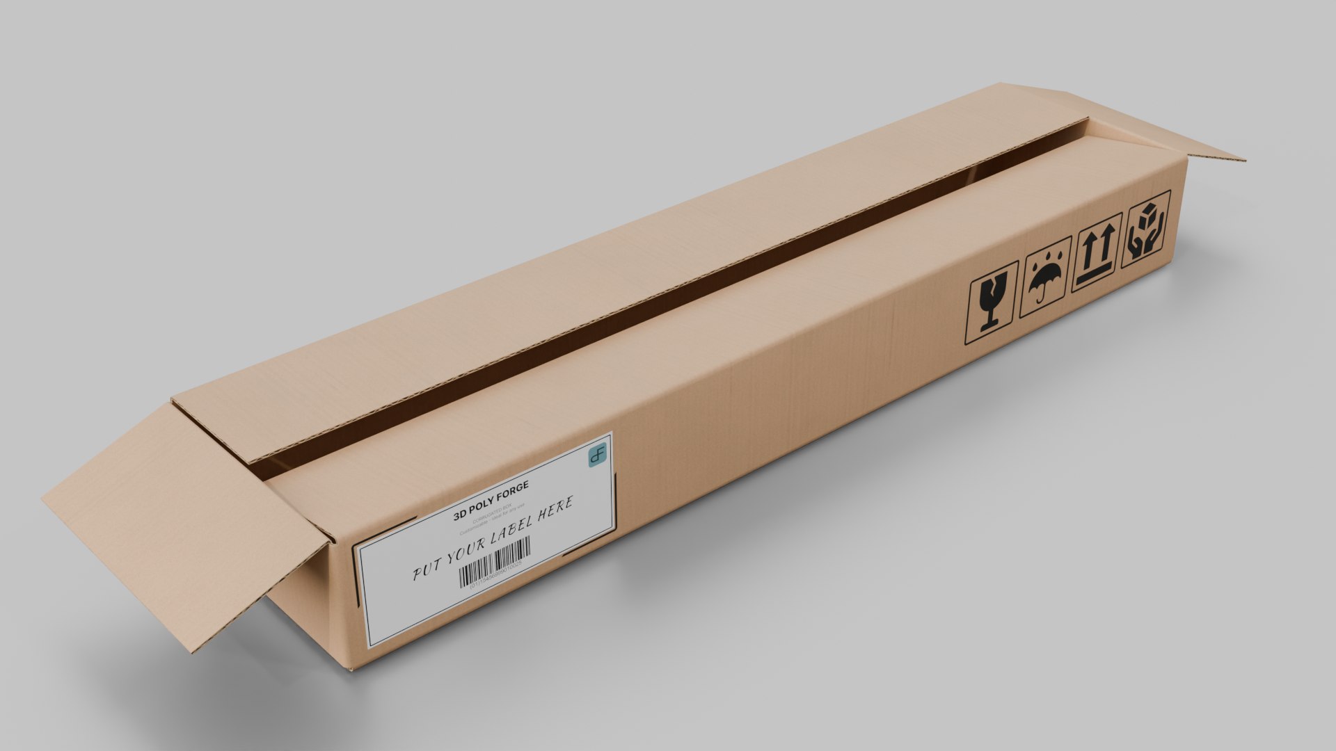 Cardboard Rectangular Long Flat Box - Rigged And Fully Customizable 3D ...