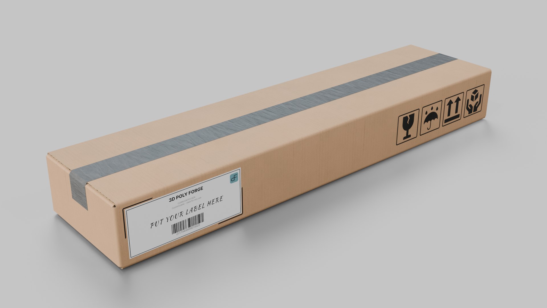 Cardboard Rectangular Long Flat Box - Rigged And Fully Customizable 3D ...