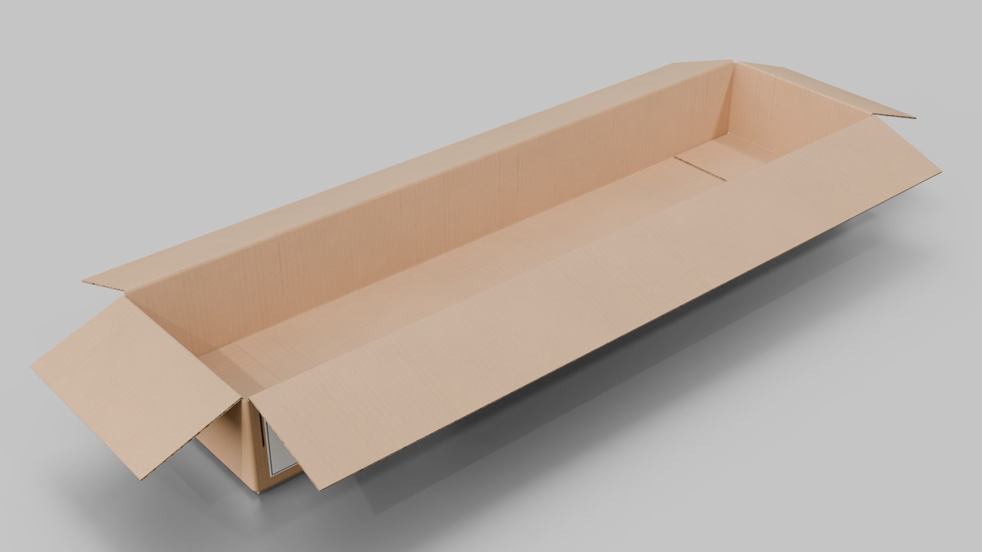 Cardboard Rectangular Long Flat Box - Rigged And Fully Customizable 3D ...