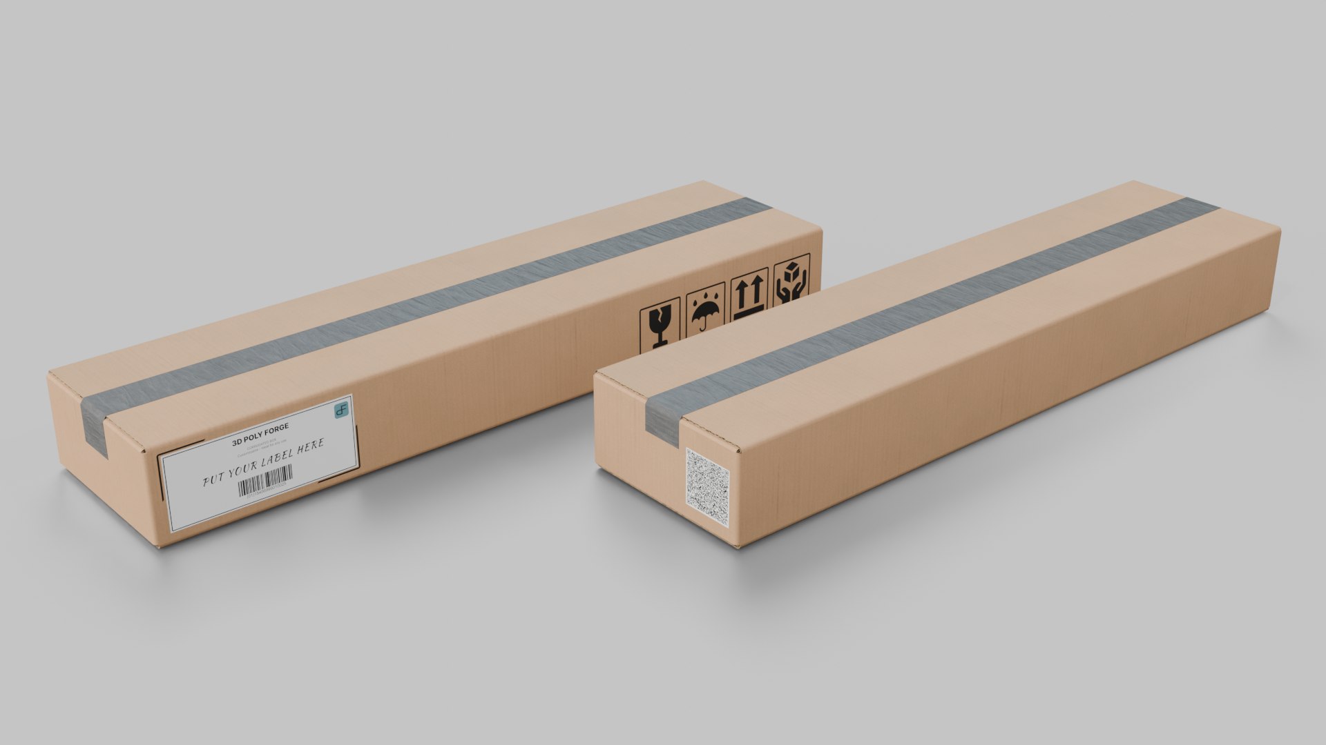 Cardboard Rectangular Long Flat Box - Rigged And Fully Customizable 3D ...