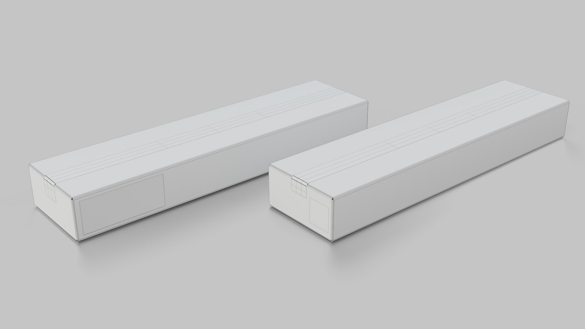 Cardboard Rectangular Long Flat Box - Rigged And Fully Customizable 3D ...