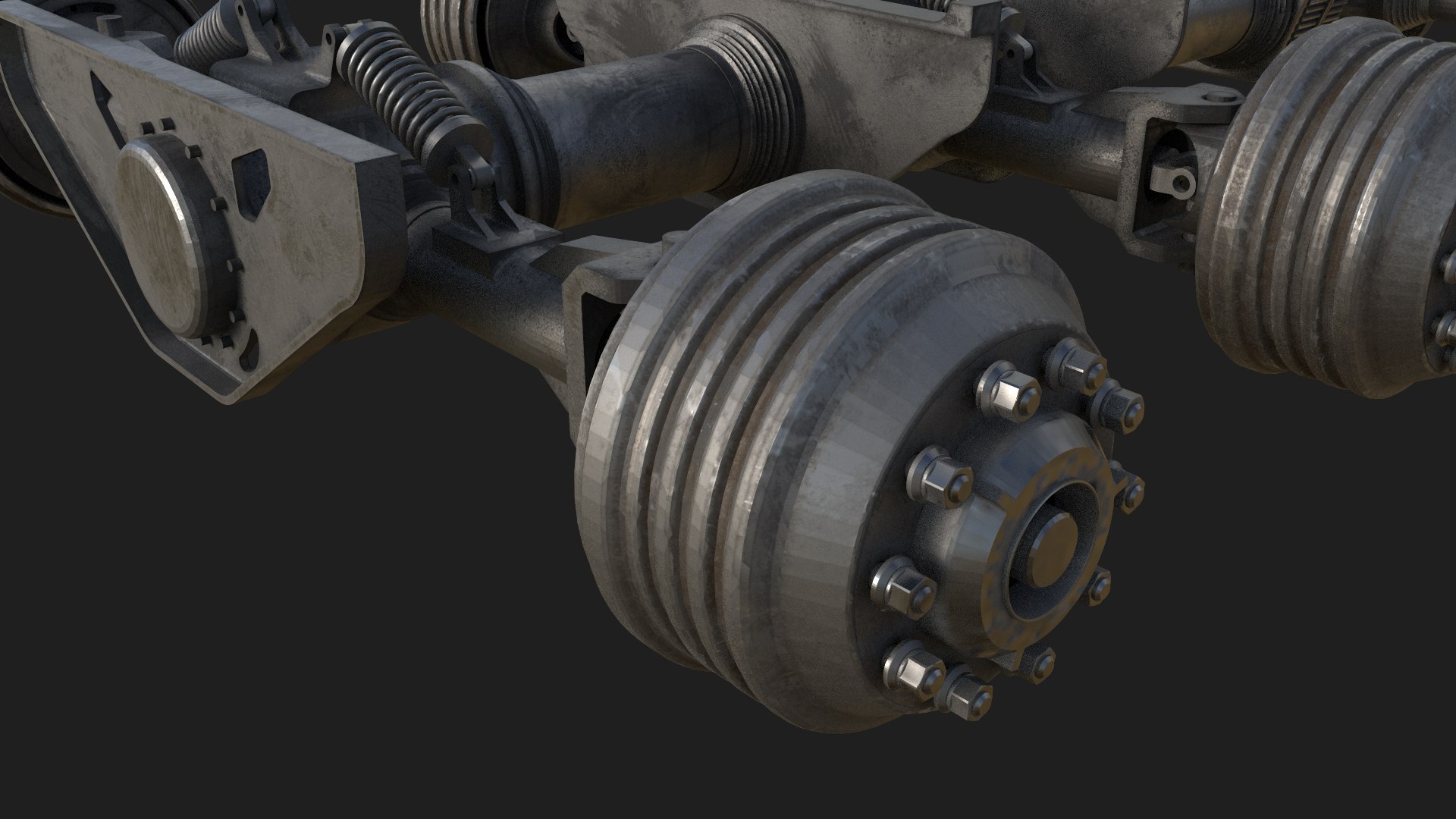 Old And Scratched Six Wheel Heavy Truck Chassis Axle 3D Model ...