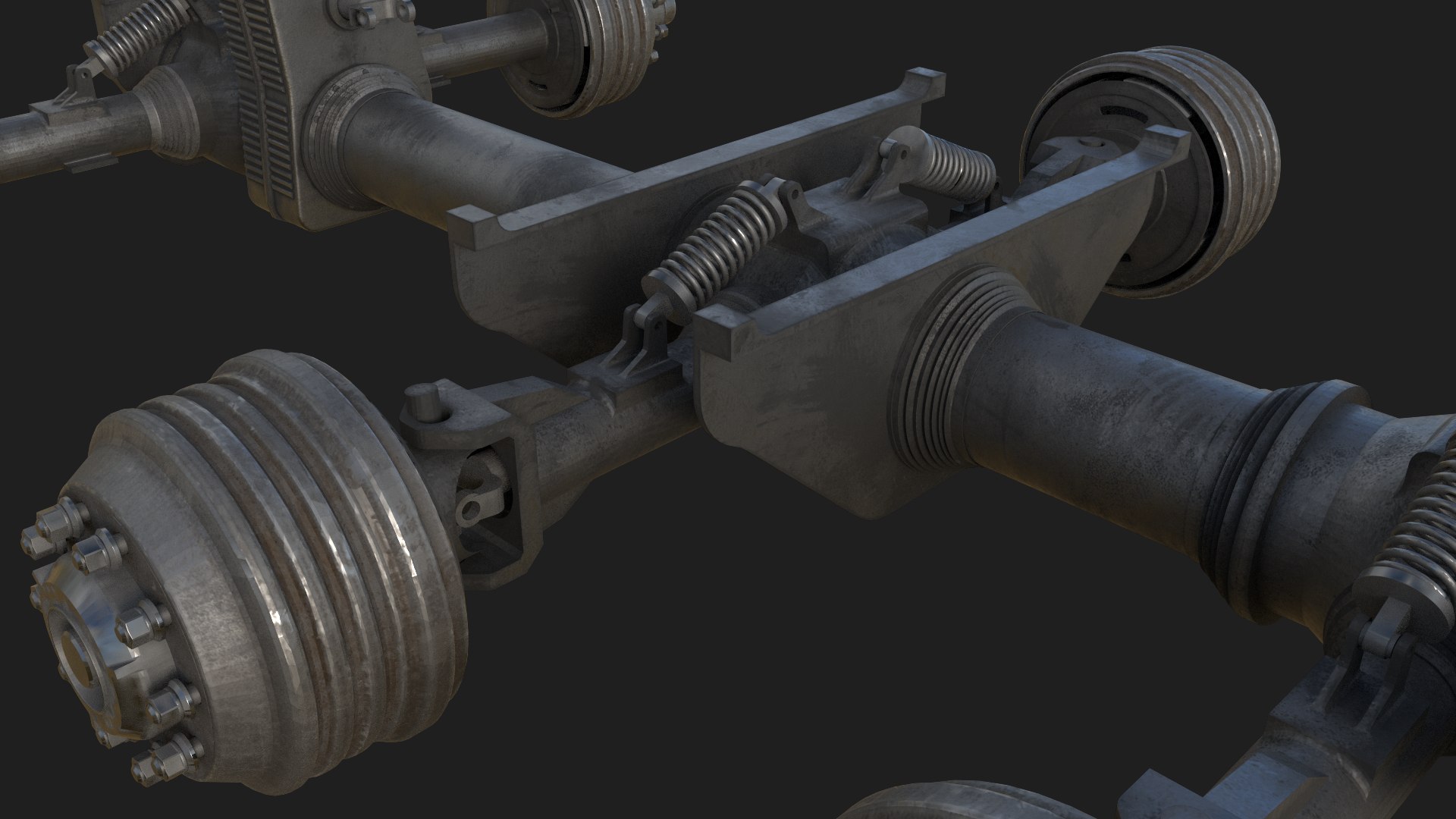 Old And Scratched Six Wheel Heavy Truck Chassis Axle 3D Model ...