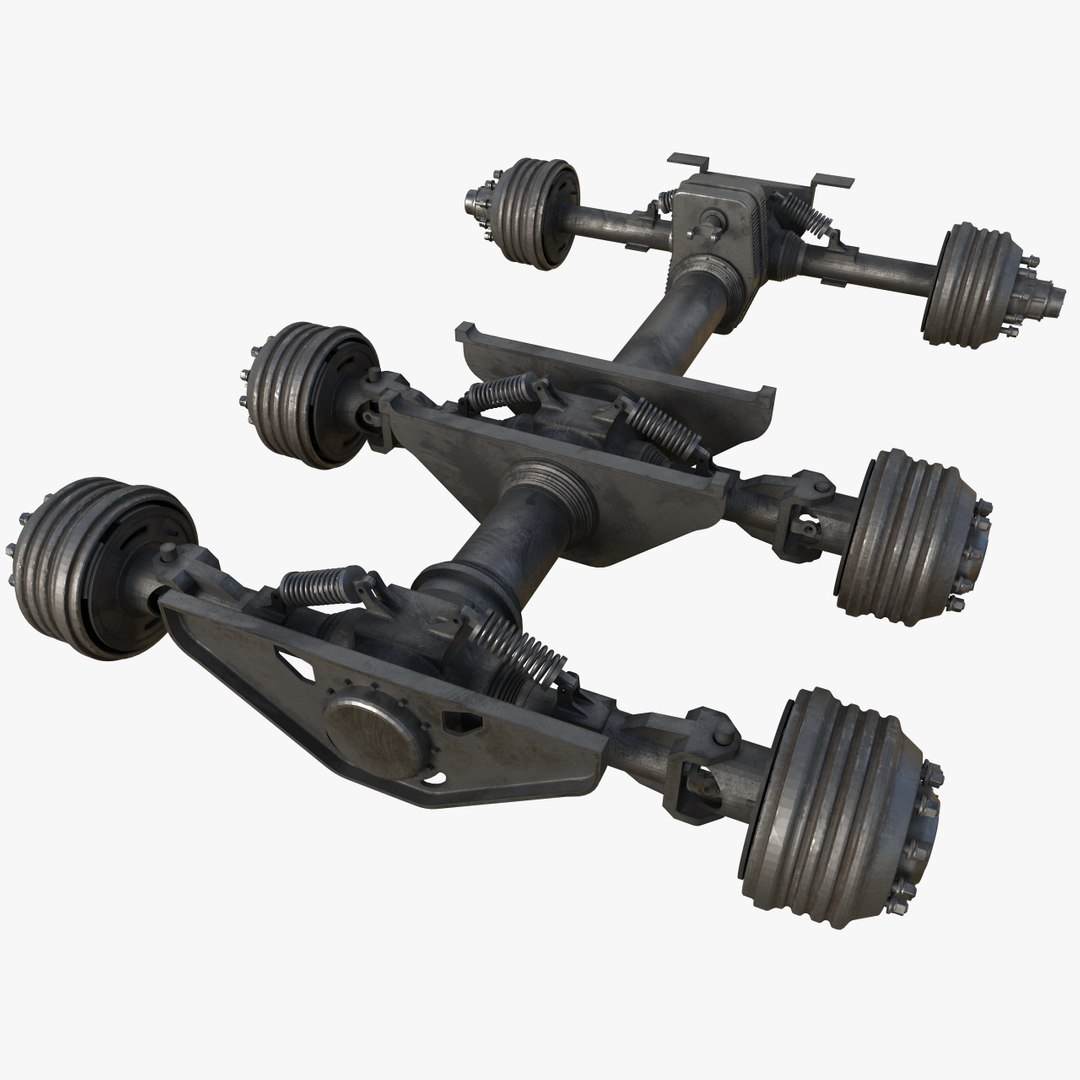 Old And Scratched Six Wheel Heavy Truck Chassis Axle 3D Model ...