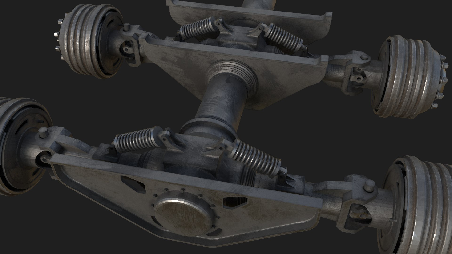 Old And Scratched Six Wheel Heavy Truck Chassis Axle 3D Model ...