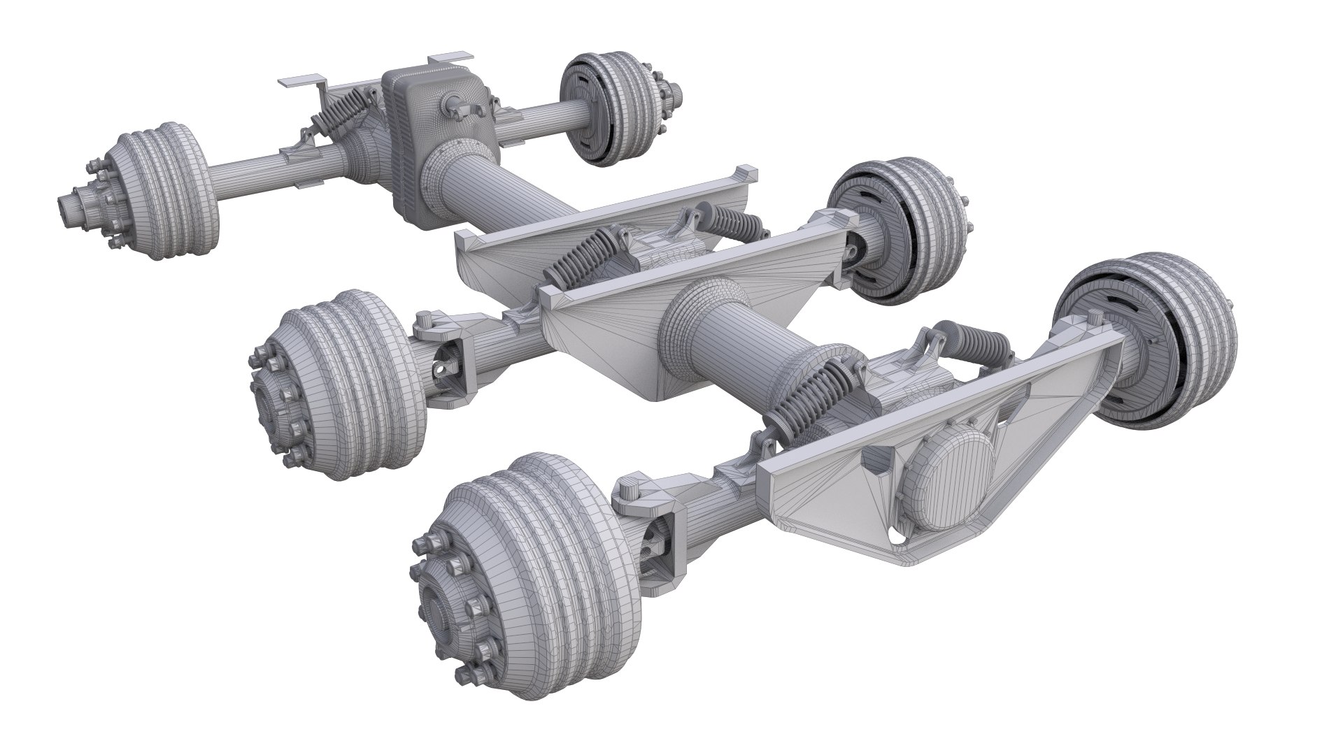 Old And Scratched Six Wheel Heavy Truck Chassis Axle 3D Model ...