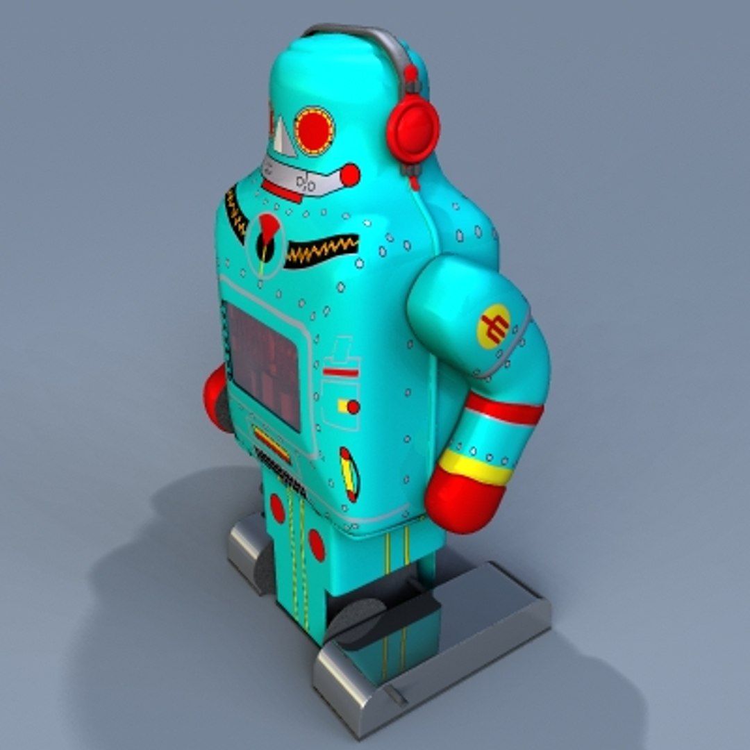 3d retro toy robot