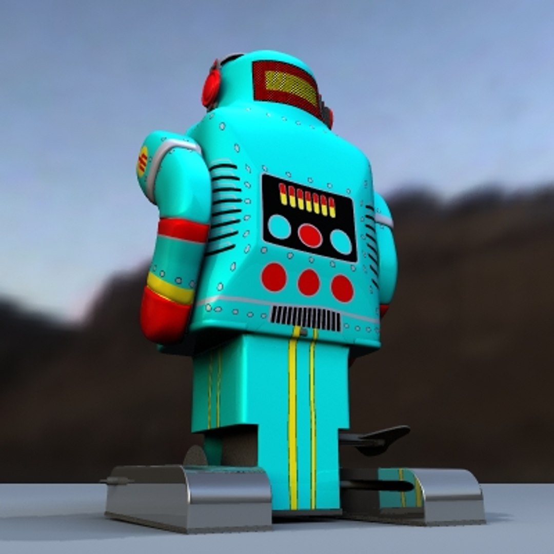 3d retro toy robot