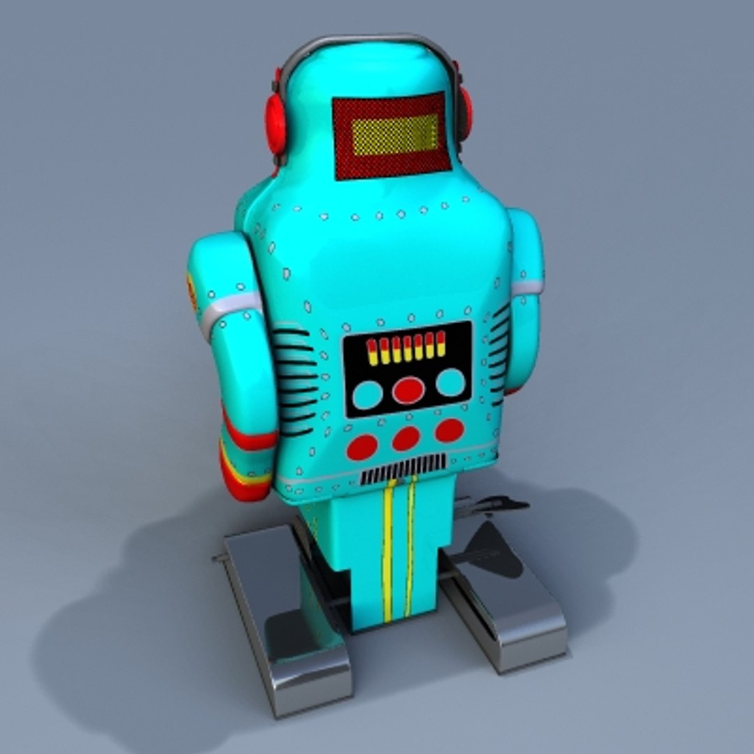 3d retro toy robot