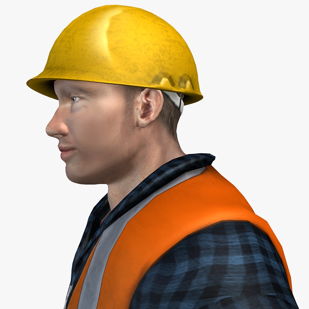 3d worker work road model