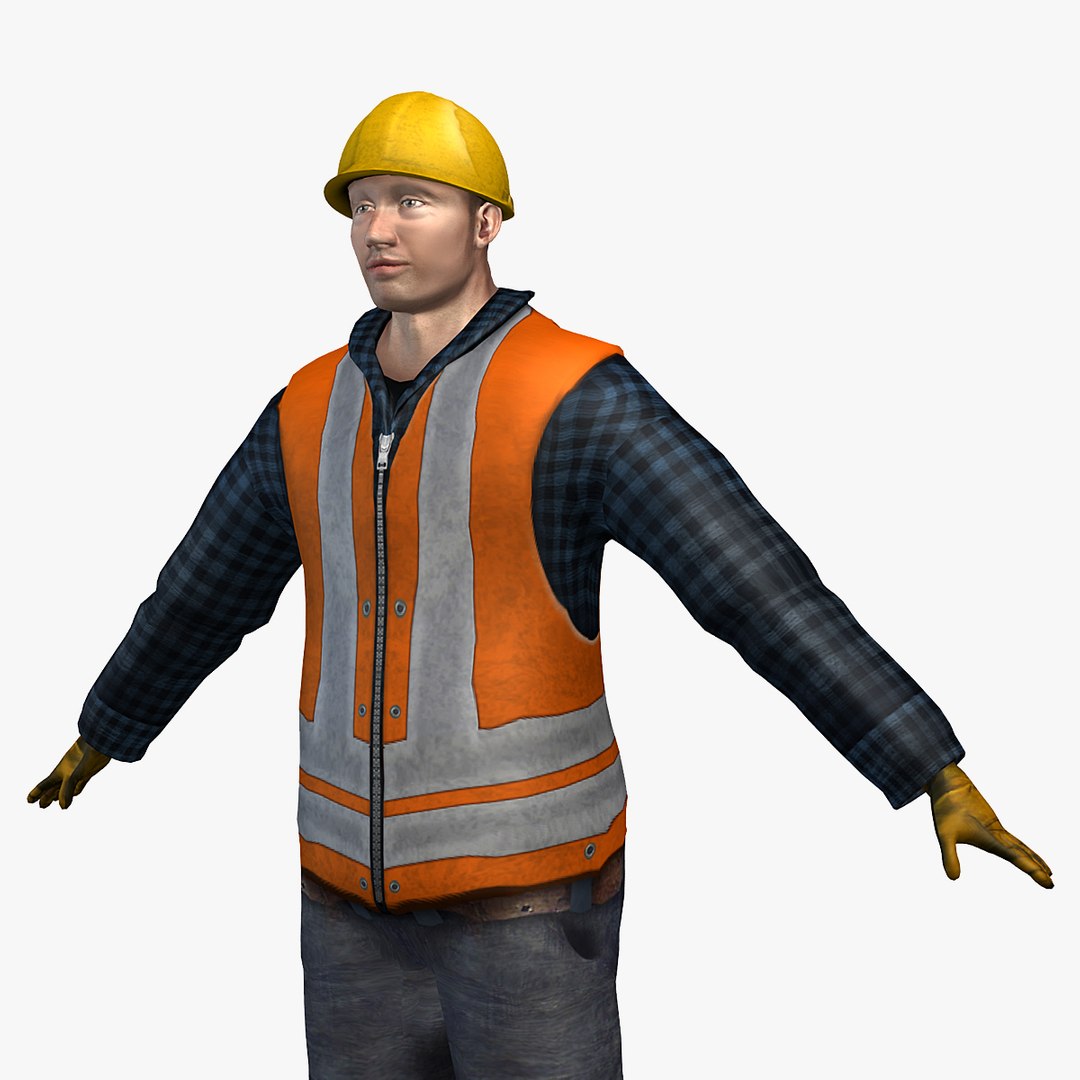 3d worker work road model