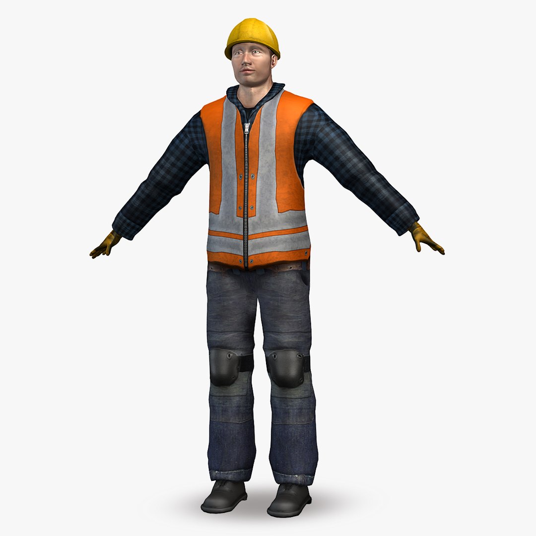 3d worker work road model