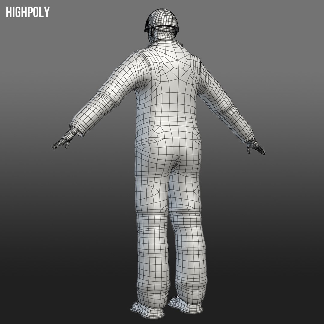 3d worker work road model