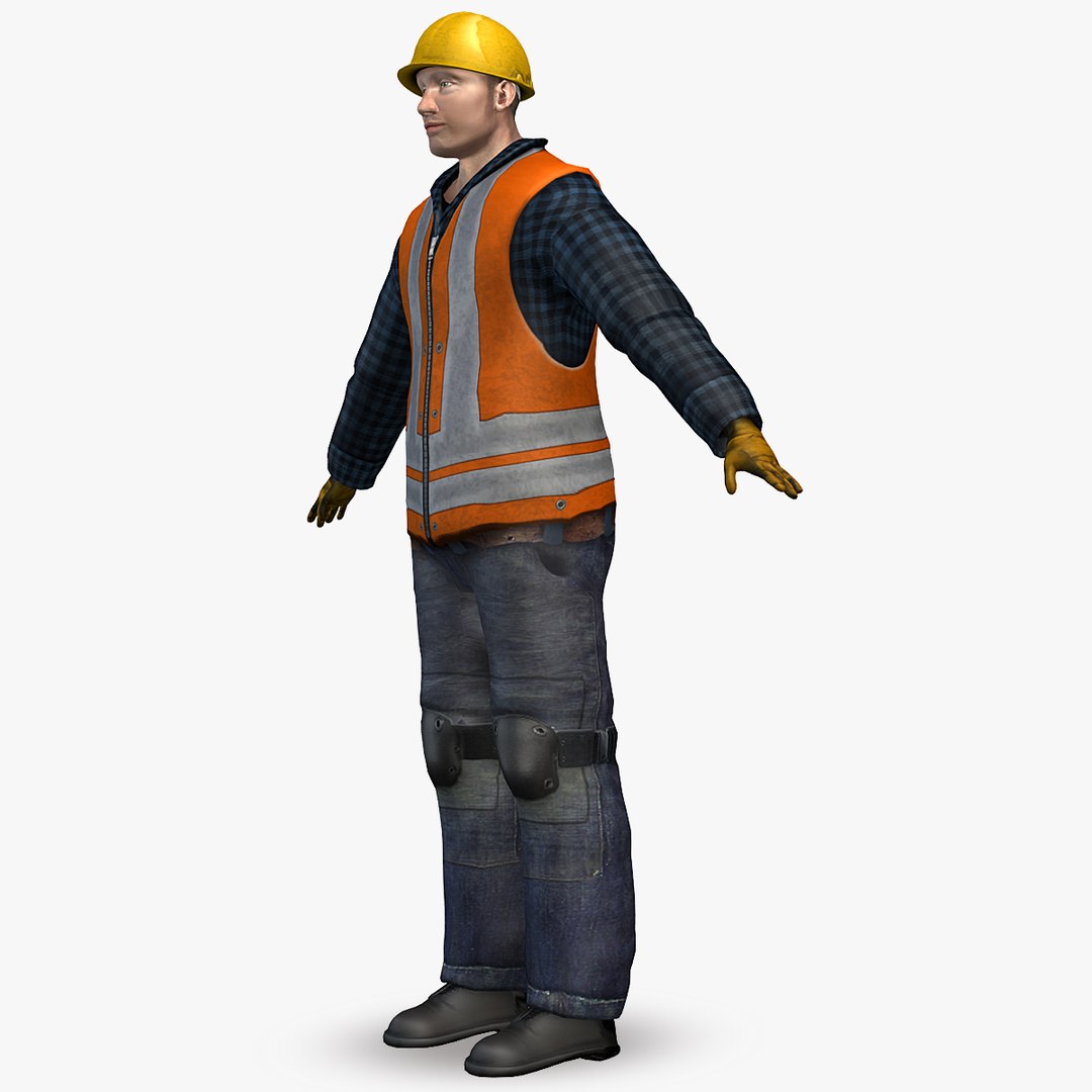 3d worker work road model
