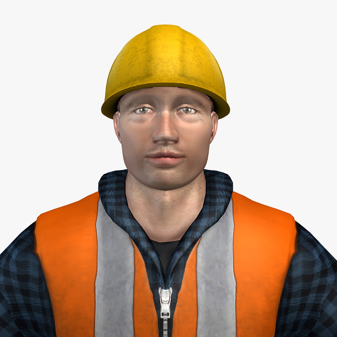 3d worker work road model
