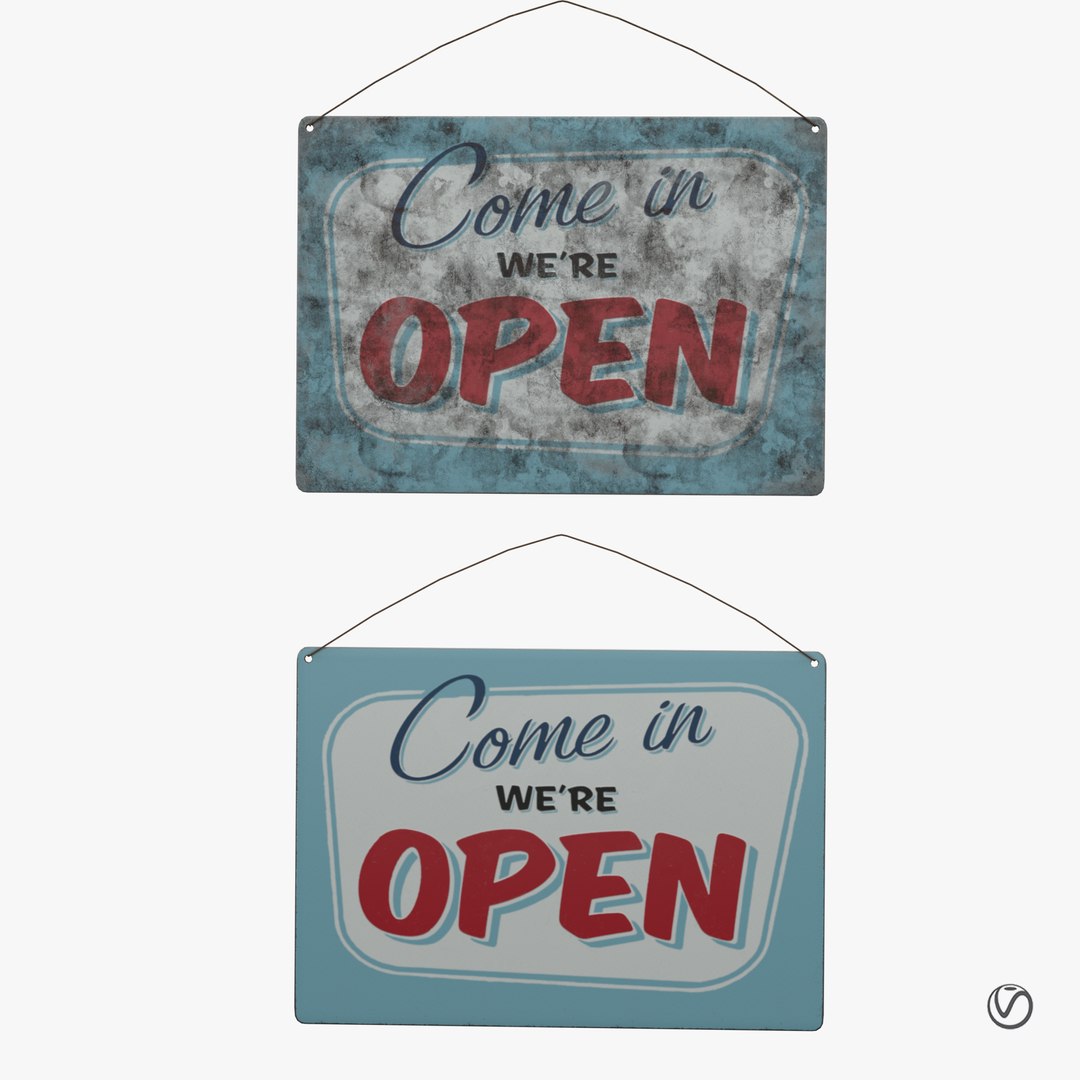 3D Vintage Open Sign Model - TurboSquid 1624292