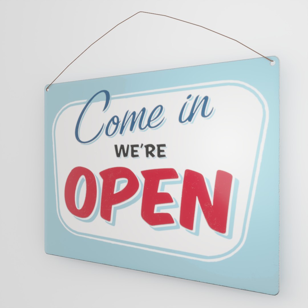 3D Vintage Open Sign Model - TurboSquid 1624292