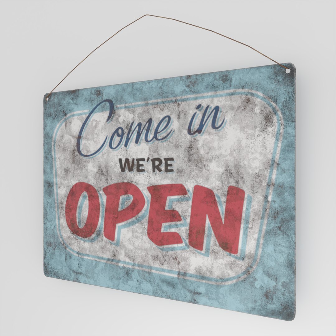 3D Vintage Open Sign Model - TurboSquid 1624292