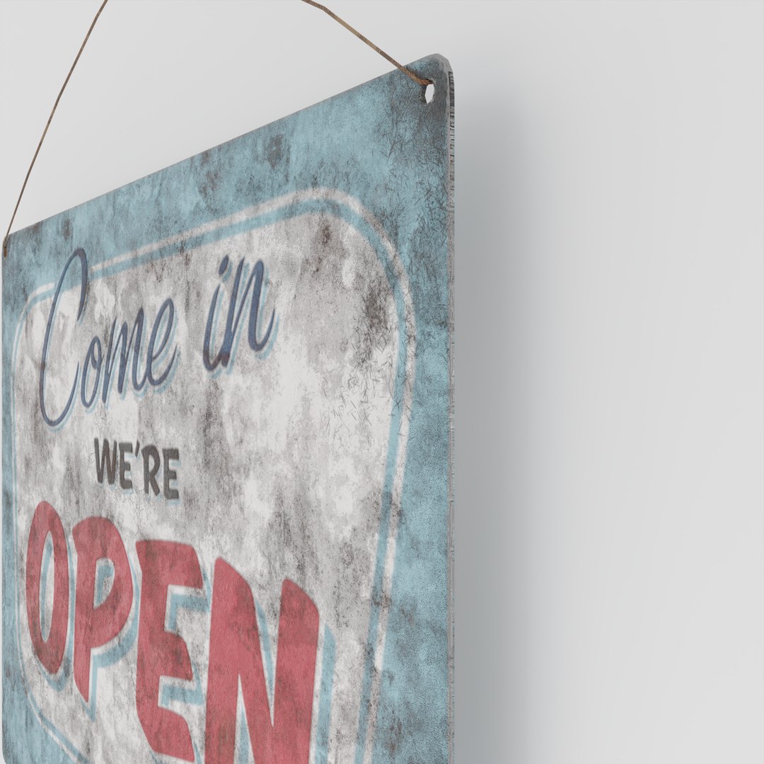 3D Vintage Open Sign Model - TurboSquid 1624292