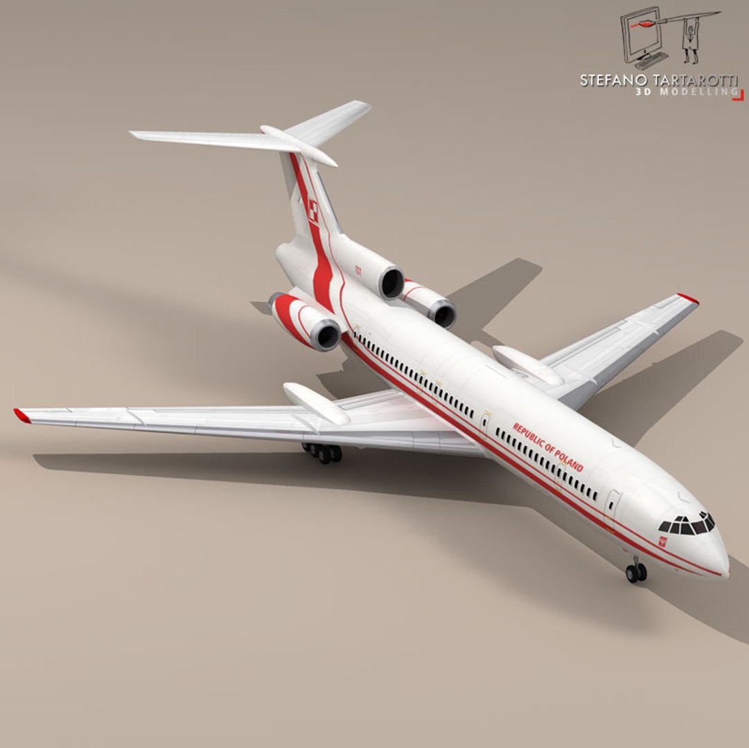 Polish Tu-154 Airliner Aircraft 3d Model