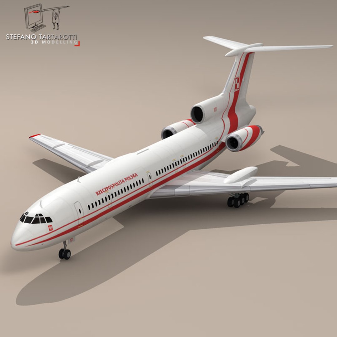 Polish Tu-154 Airliner Aircraft 3d Model