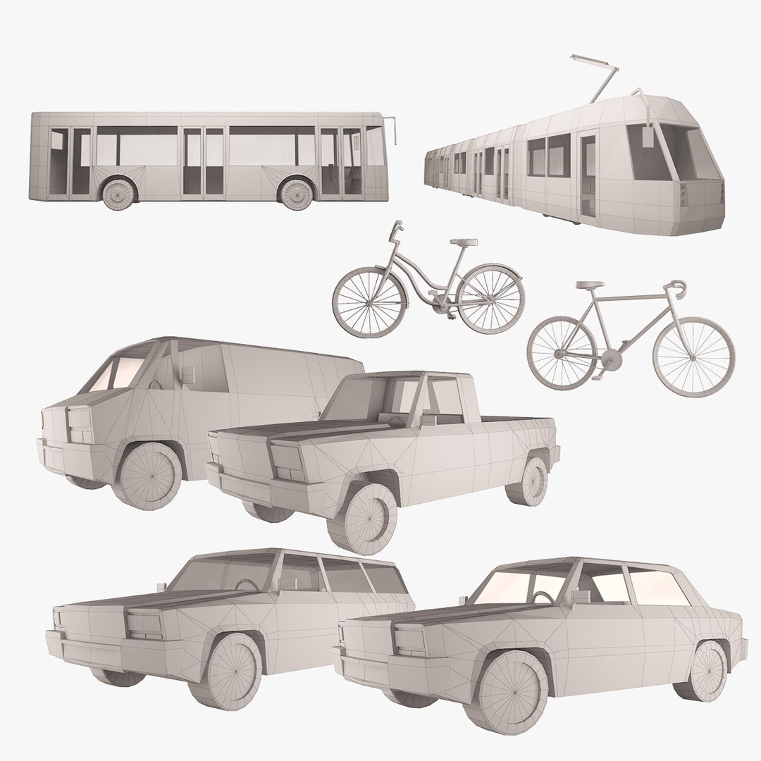 simple transportation set simply 3d model