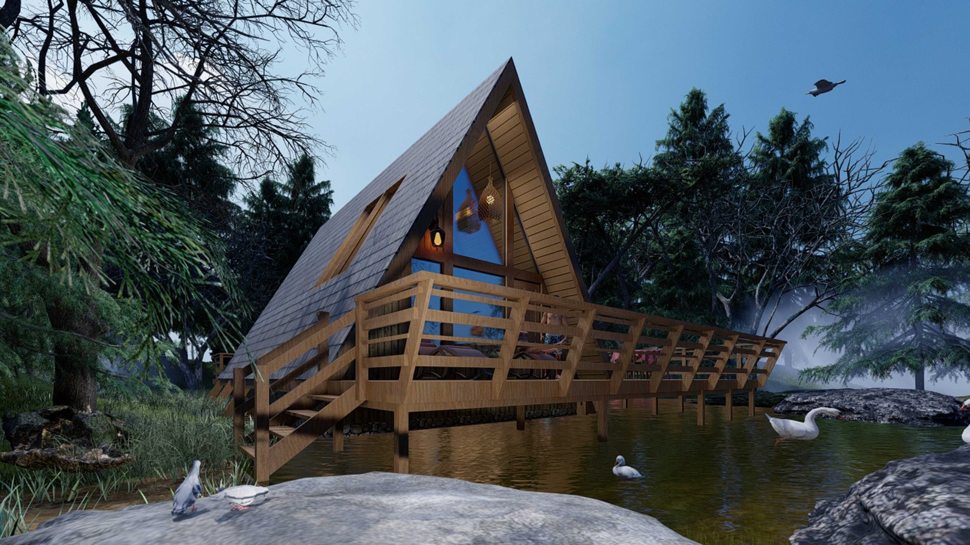 3D wood cabin - TurboSquid 1626943