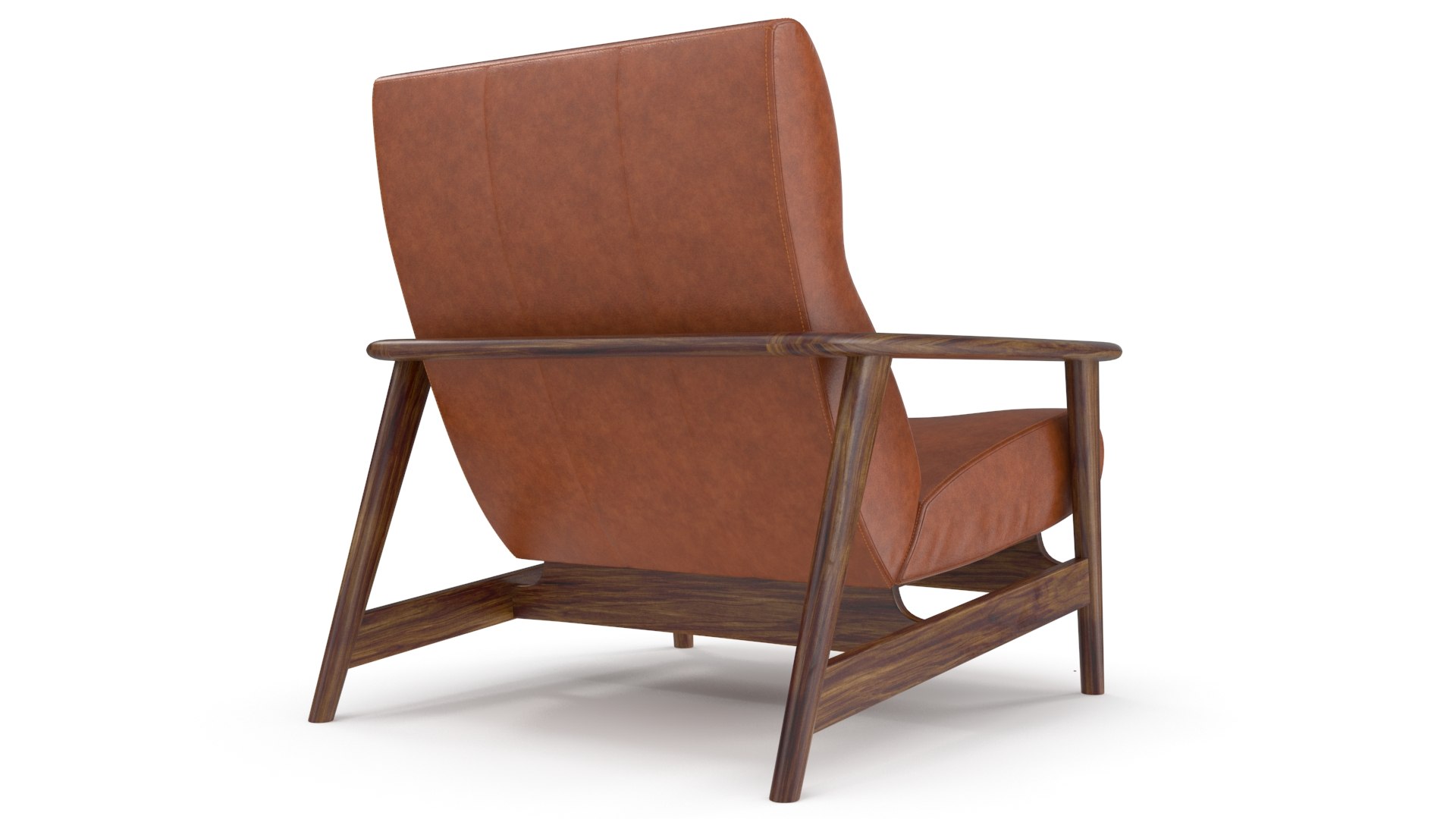 3D MidCentury Wood HighBack Leather Chair Model - TurboSquid 2296026