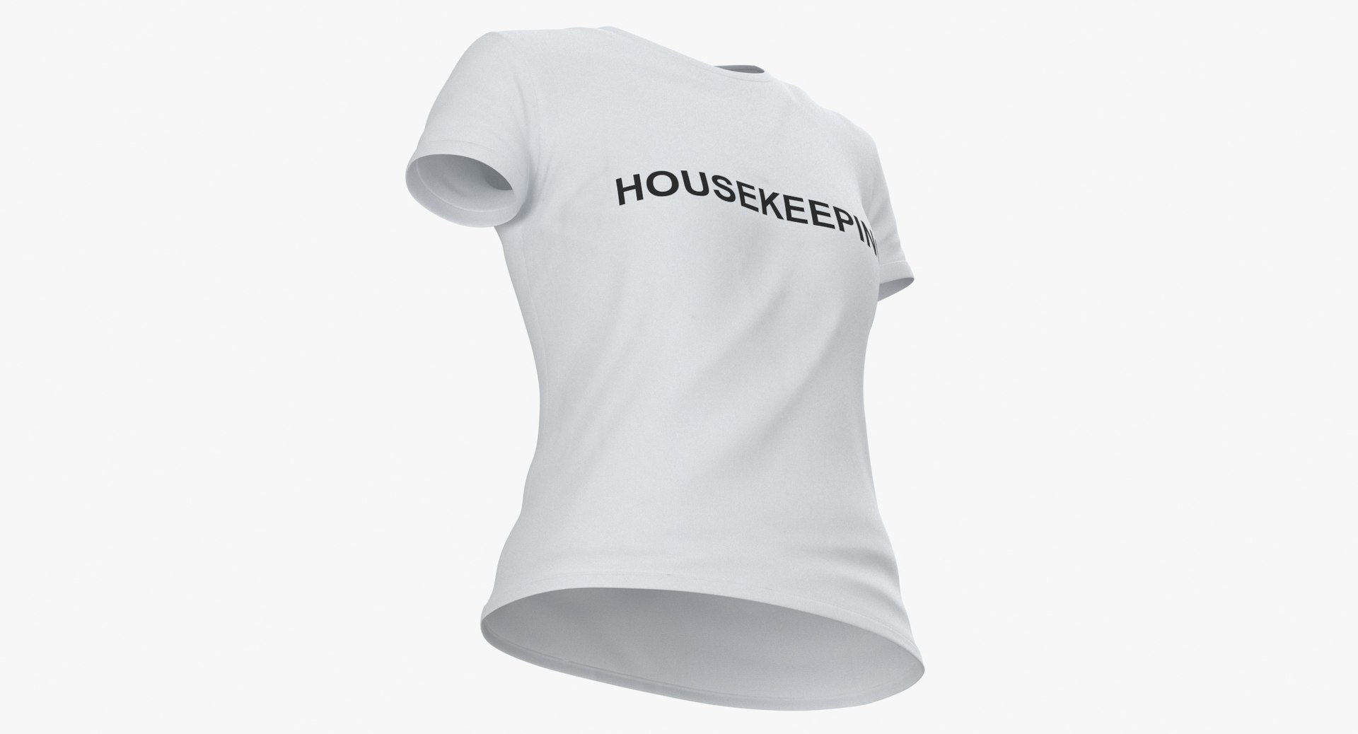 3D Female Crew Neck Worn White Housekeeping 02 model - TurboSquid 1731889