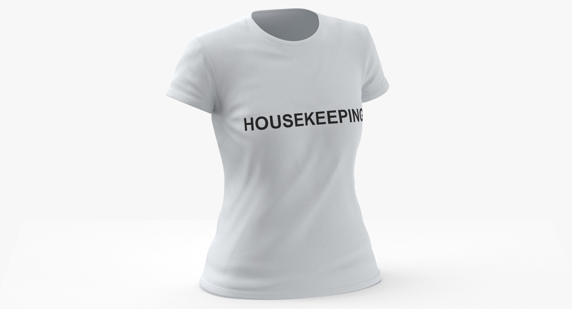 3D Female Crew Neck Worn White Housekeeping 02 model - TurboSquid 1731889