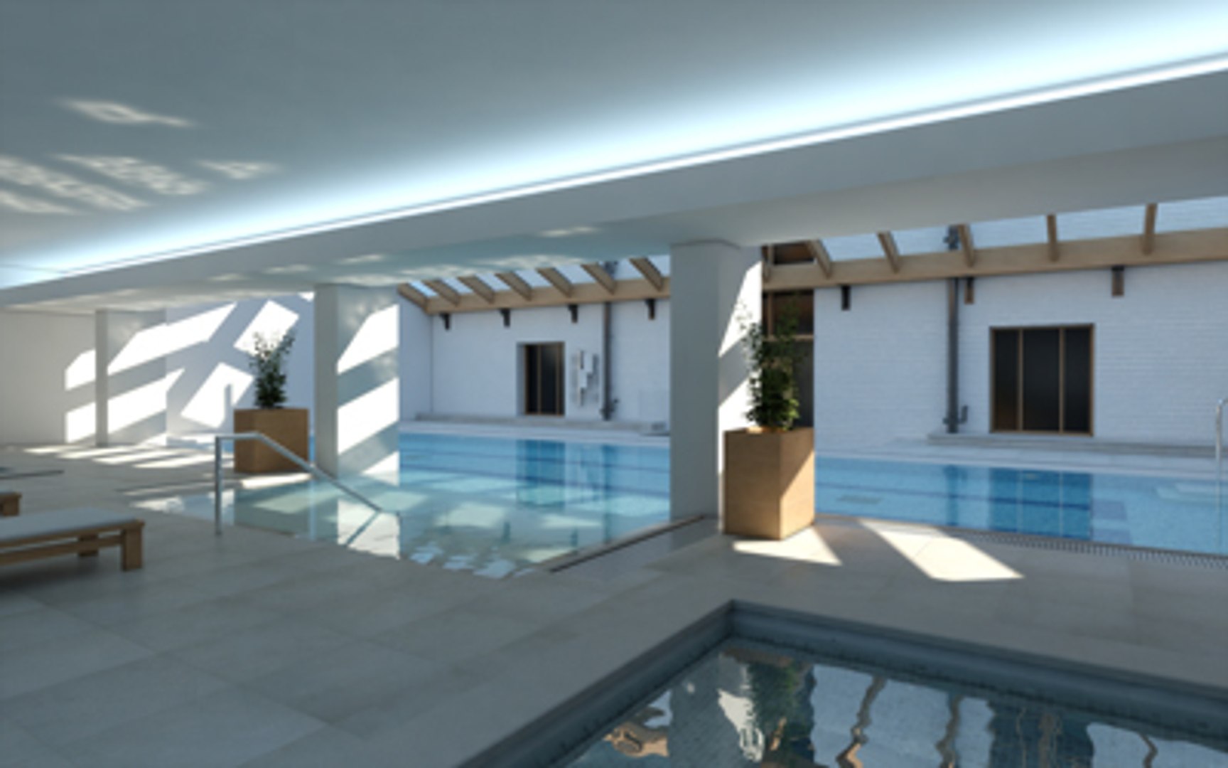Contemporary Indoor Swimming Pool Scene 3d Model