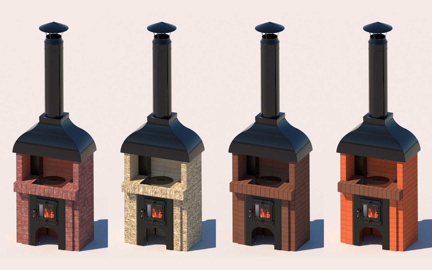 3D Model Brick Barbecue Modular BBQ Set - TurboSquid 1923515