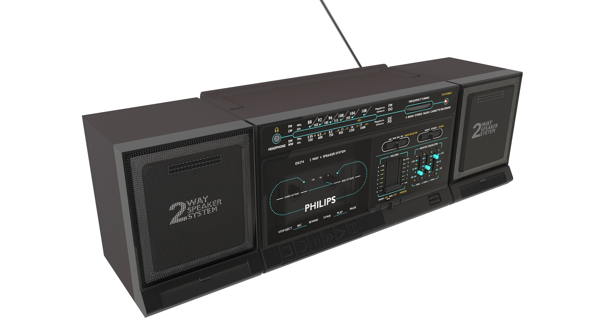 3D Philips D8274 Cassette Recorder Model - TurboSquid 1405950