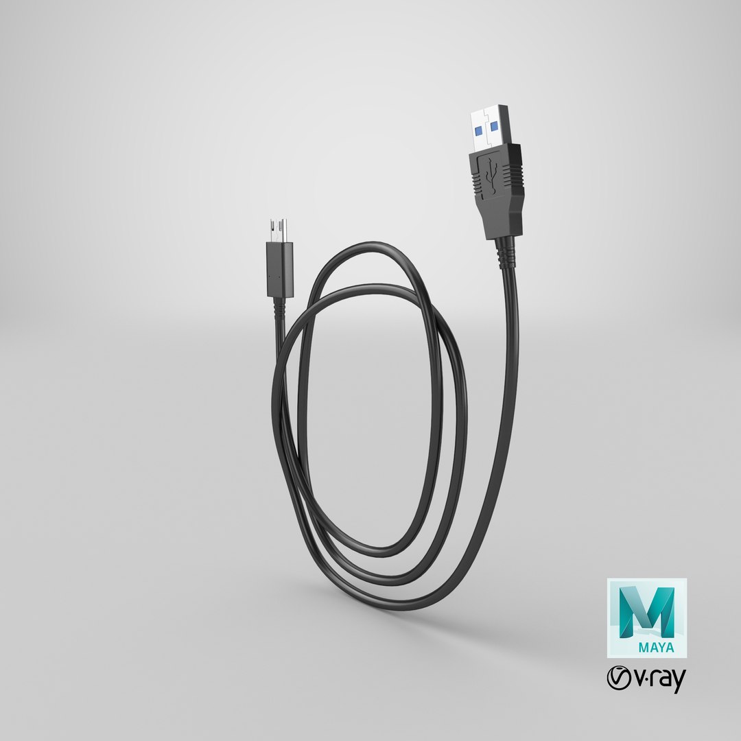 3D Detailed USB Cable Black - TurboSquid 2112027