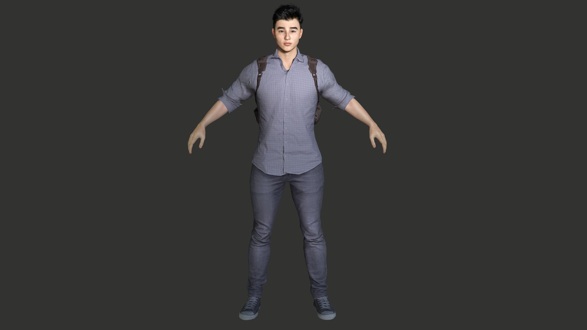 AAA 3D REALISTIC ASIAN MALE CHARACTER - YOUNG COLLEGE STUDENT Model ...