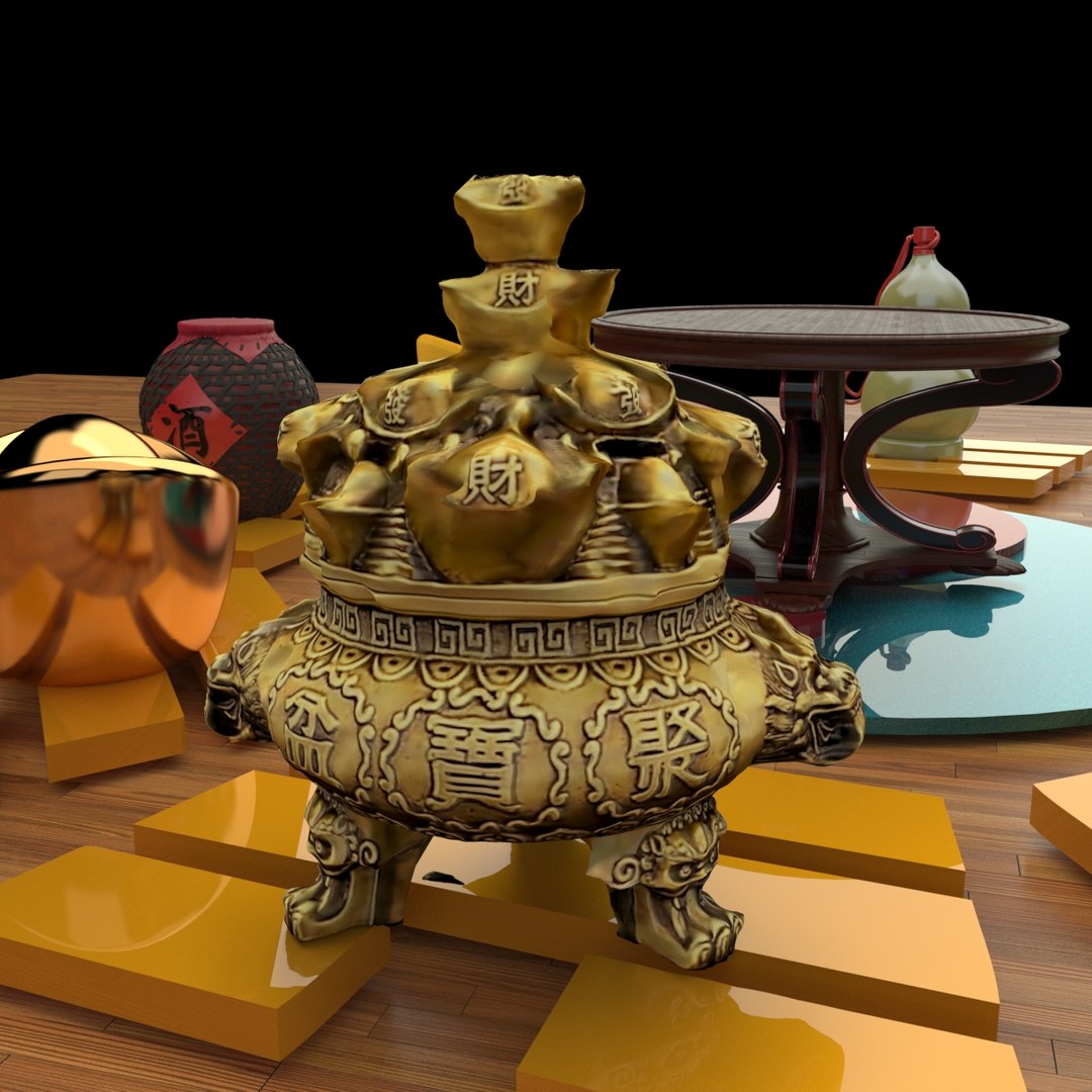 Chinese Gold 3D - TurboSquid 2242355