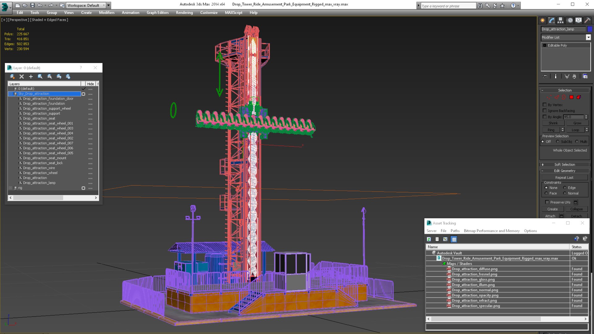 3D Drop Tower Ride Amusement Park Equipment Rigged - TurboSquid 1874855