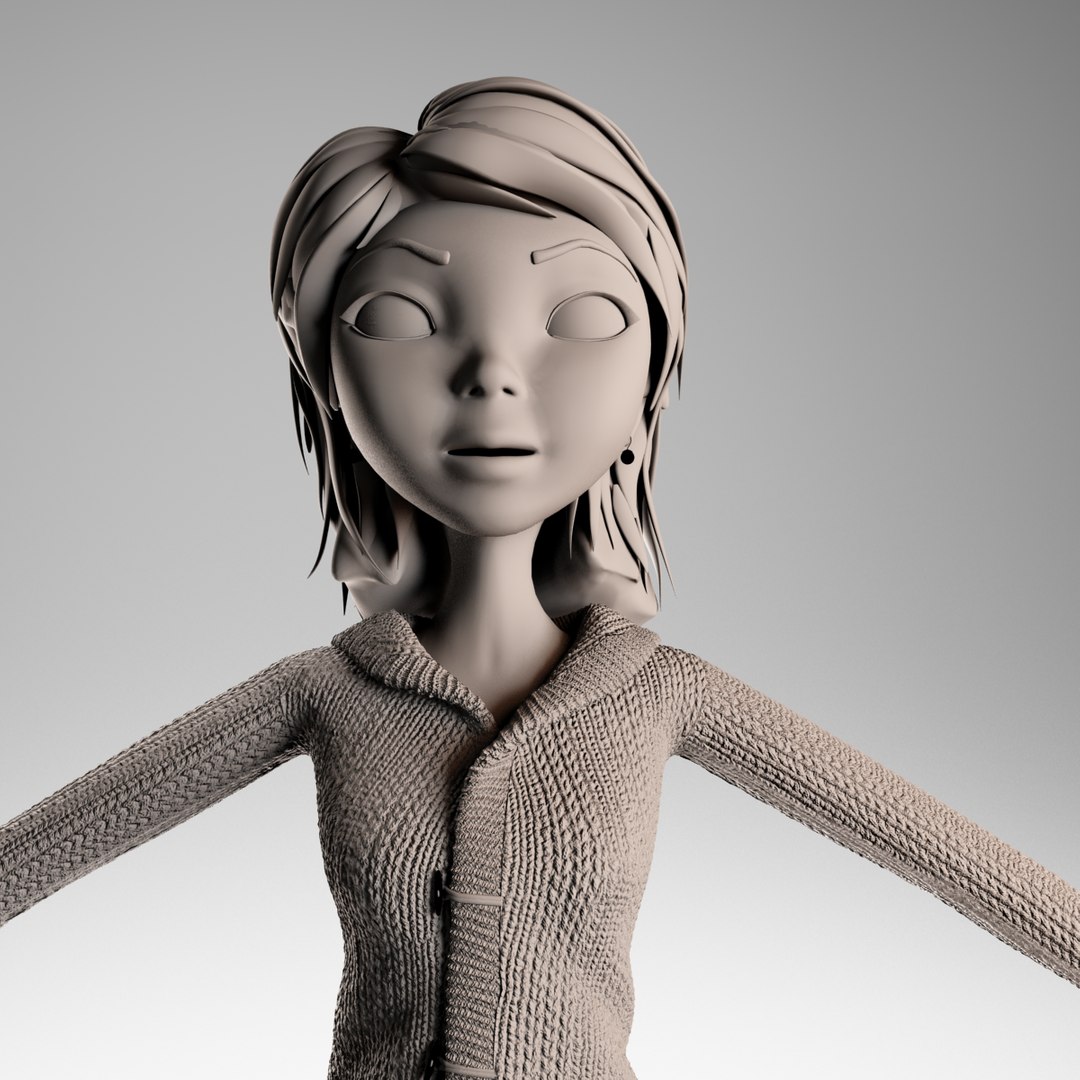 rigged cartoon girl character 3d max